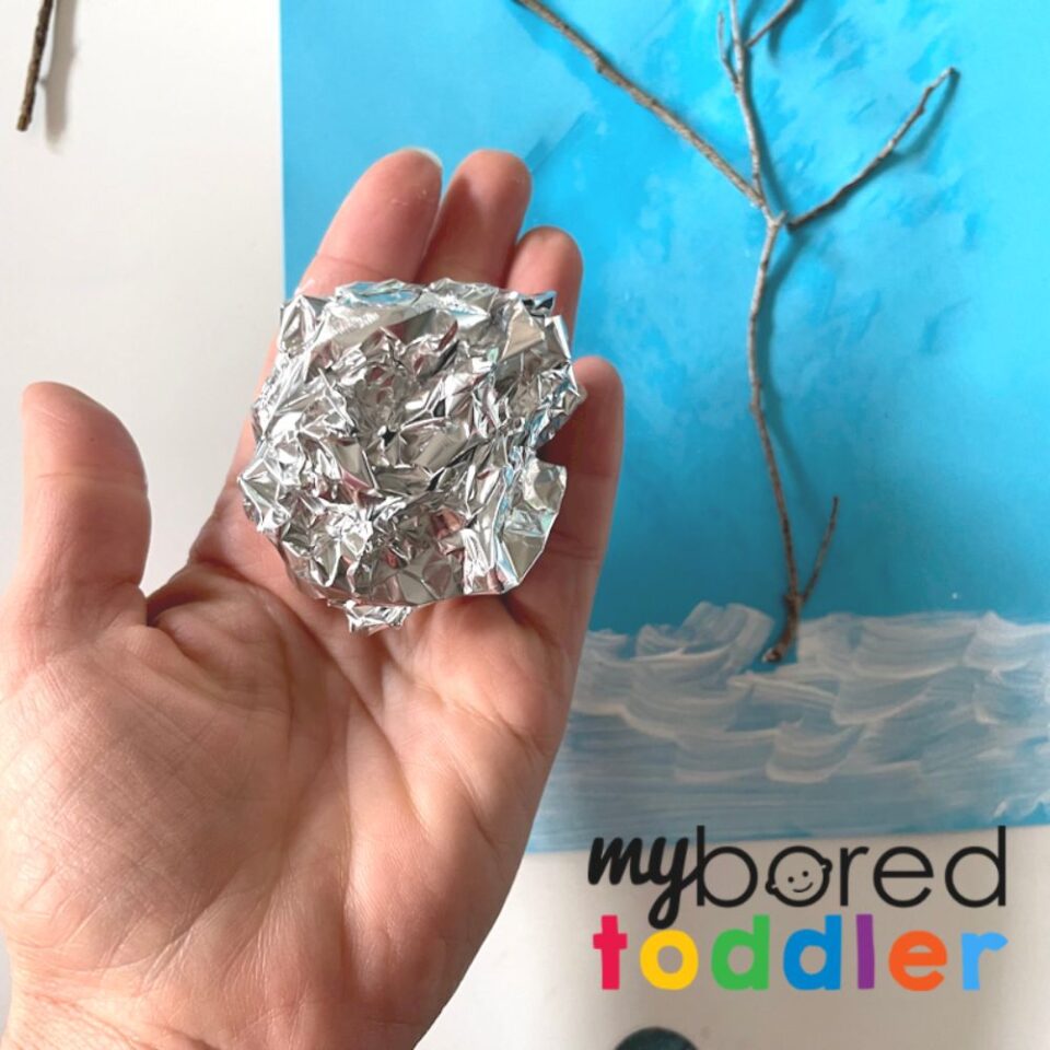 Winter Tree Foil Painting - My Bored Toddler Super Simple and Fun!