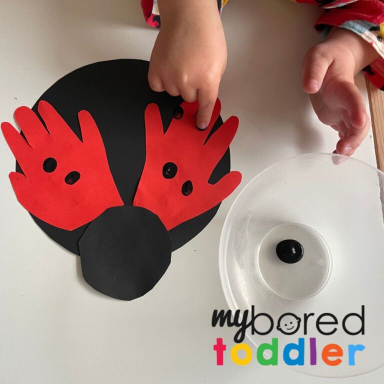 Handprint Lady Bird Craft - My Bored Toddler