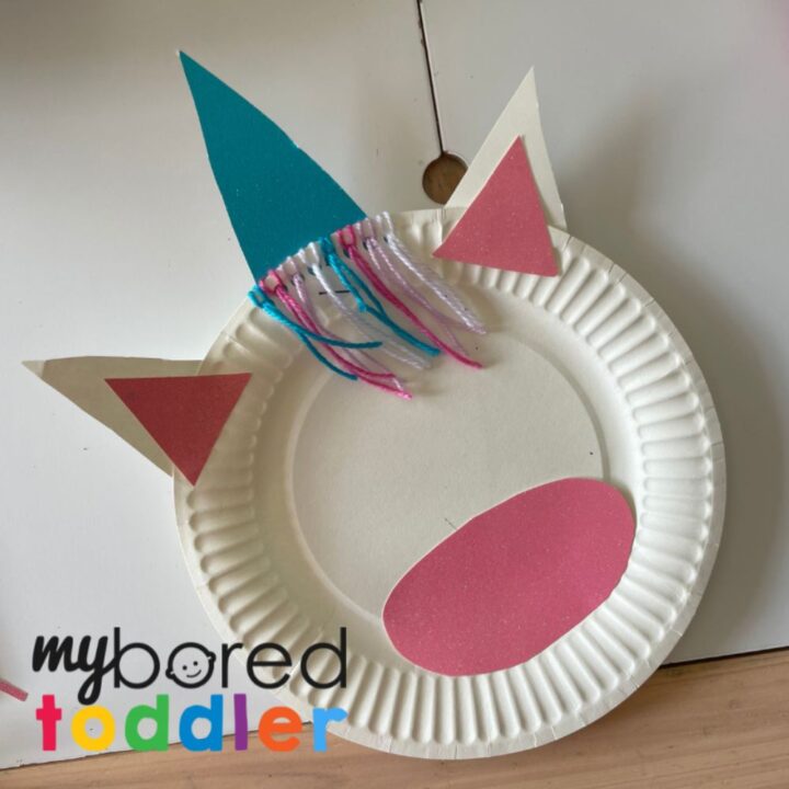 Paper Plate Unicorn - My Bored Toddler texture-filled paper plate unicorn!