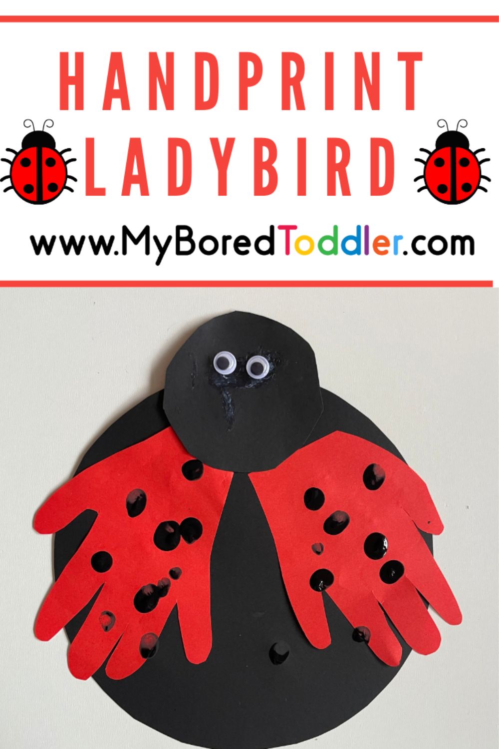 Handprint Ladybug Craft Pin - My Bored Toddler