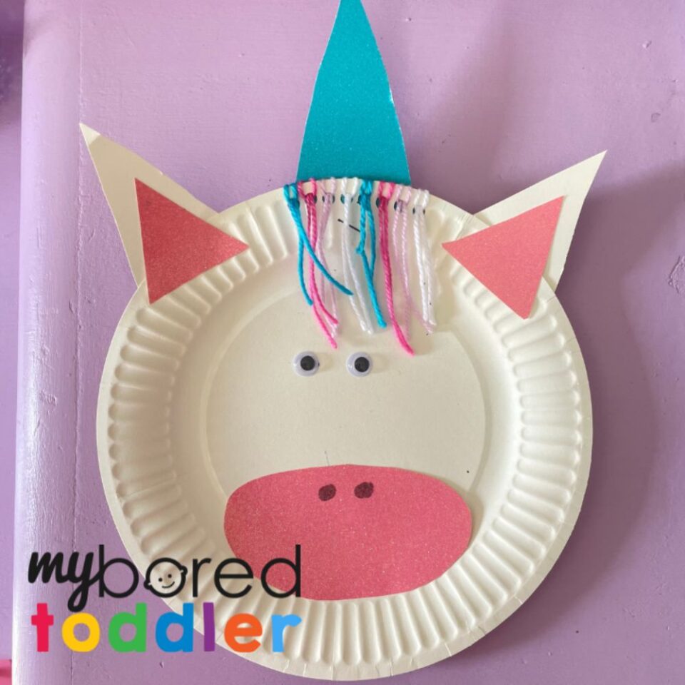 Paper Plate Unicorn - My Bored Toddler texture-filled paper plate unicorn!