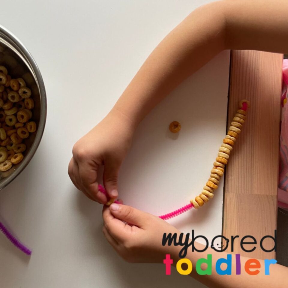 Cheerio Threaded Bracelets - My Bored Toddler