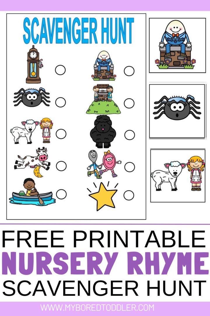 FREE PRINTABLE Nursery Rhyme Scavenger Hunt - My Bored Toddler
