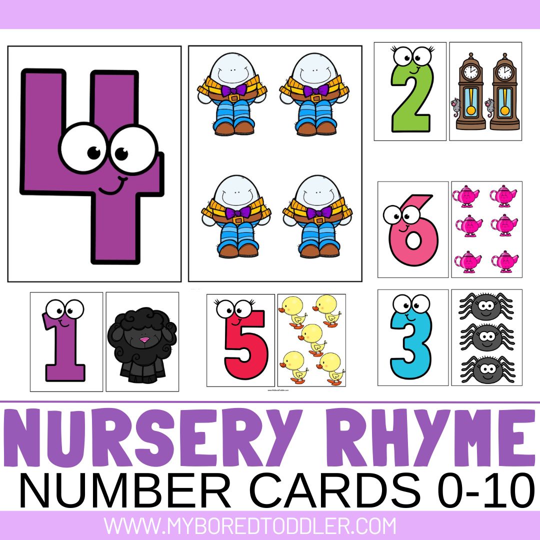 nursery rhyme number matching cards 0-10 toddler preschool math centers ...