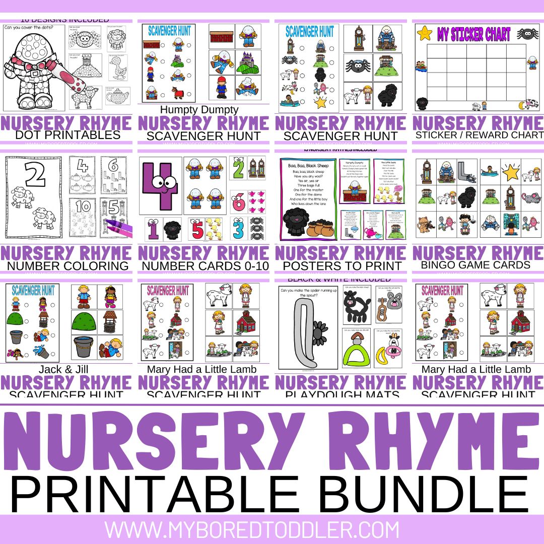nursery rhyme printable bundle toddler preschool - My Bored Toddler