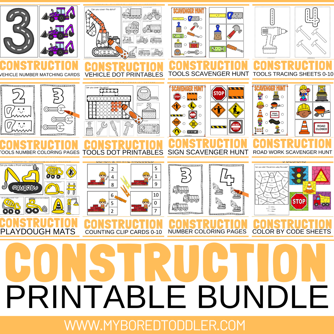 CONSTRUCTION PRINTABLE BUNDLE TODDLER PRESCHOOL MATH LITERACY CENTERS ...