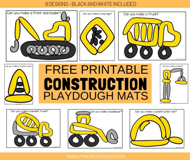 FREE PRINTABLE CONSTRUCTION PLAYDOUGH PLAYDOH MATS TODDLER PRESCHOOL ...