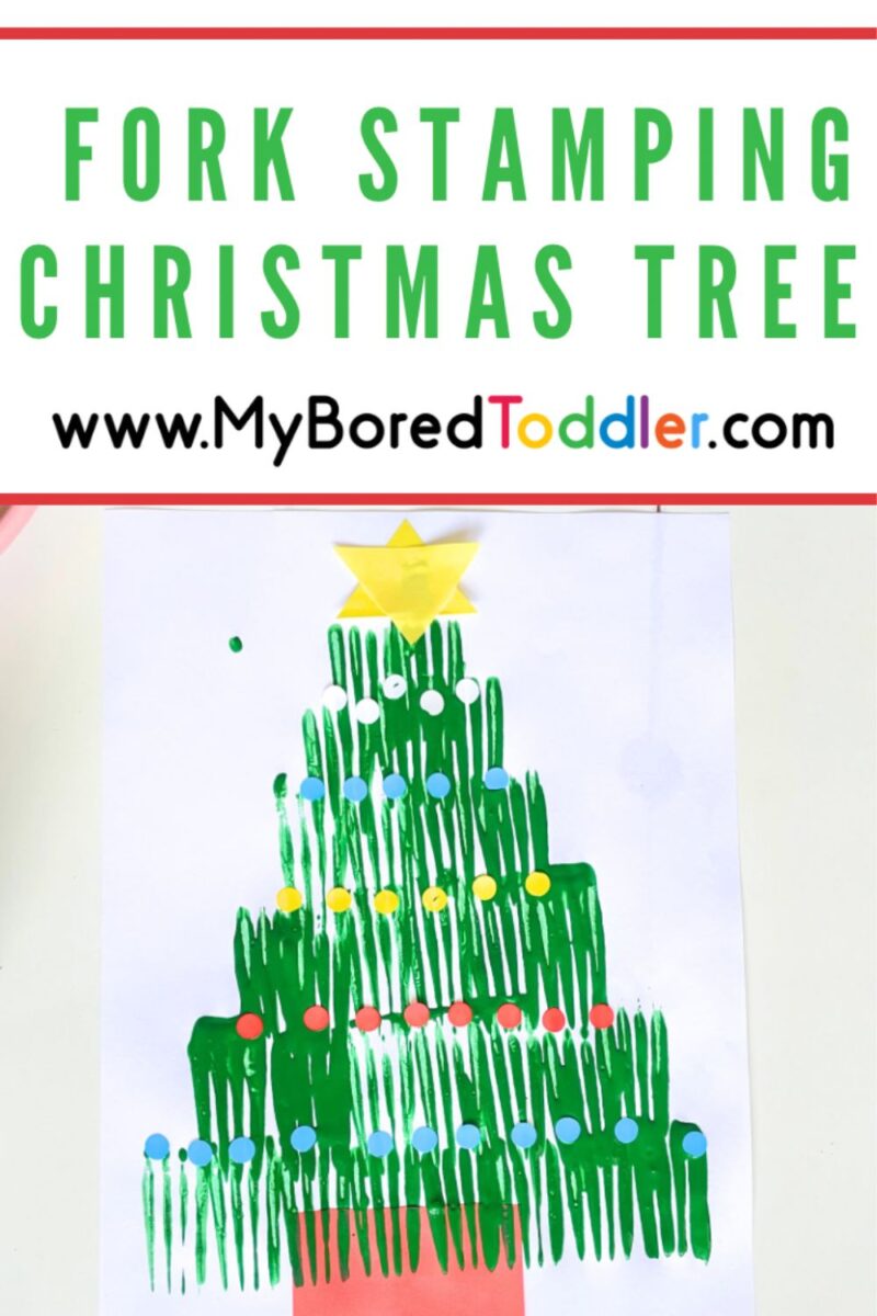 Fork Stamping Christmas Tree - My Bored Toddler