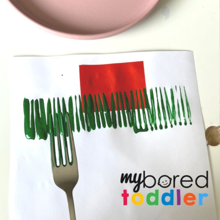 Fork Stamping Christmas Tree - My Bored Toddler
