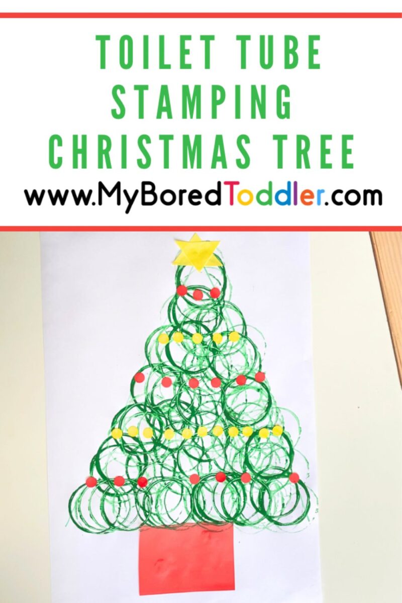 Cardboard Tube Stamping Christmas Tree - My Bored Toddler