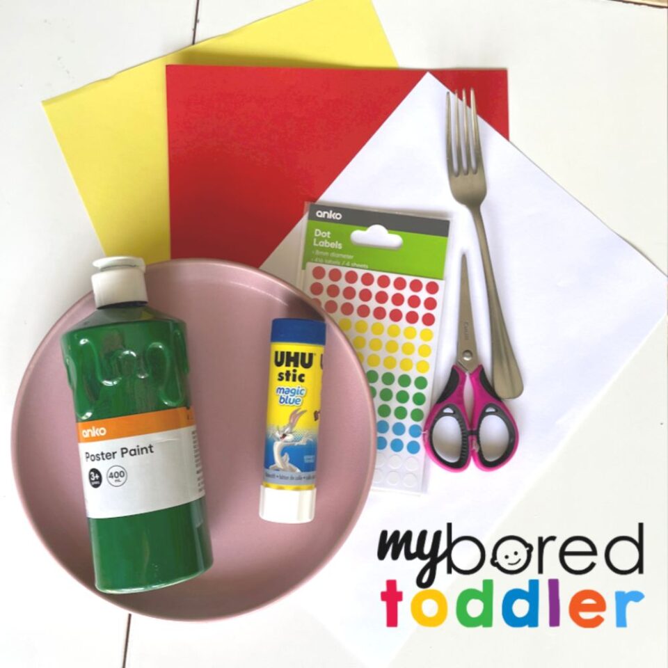 Fork Stamping Christmas Tree - My Bored Toddler