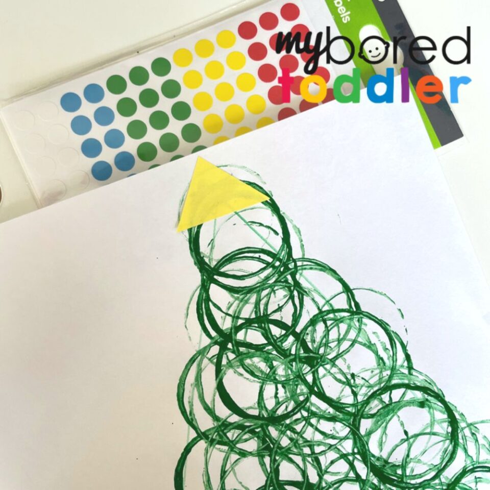 Cardboard Tube Stamping Christmas Tree - My Bored Toddler