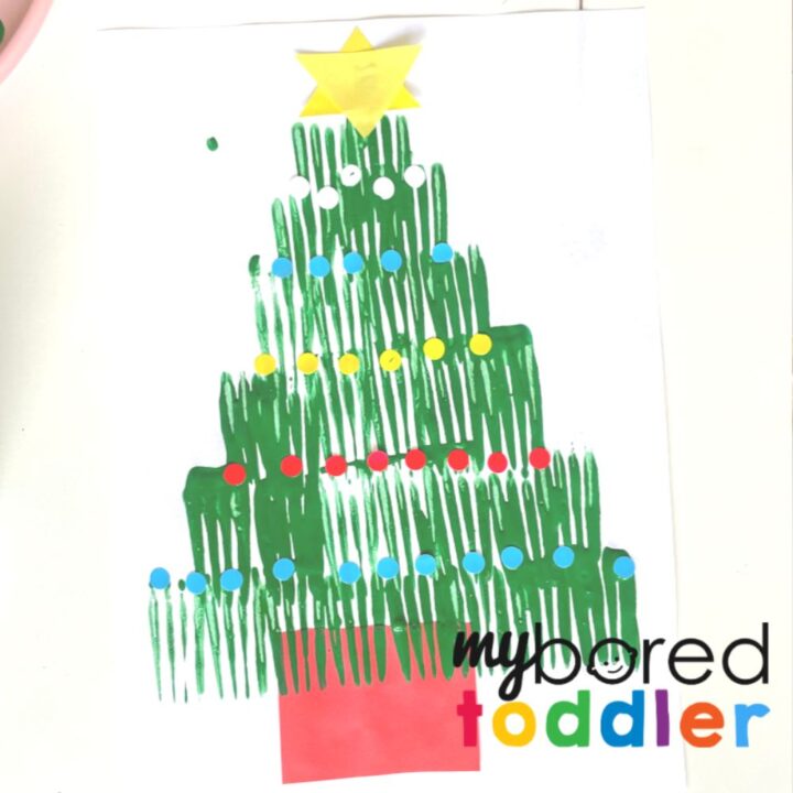 Fork Stamping Christmas Tree - My Bored Toddler