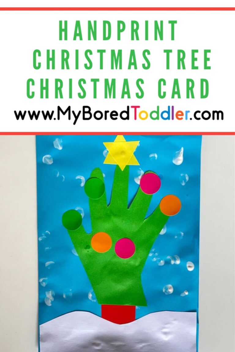 Handprint Christmas Tree Christmas Card - My Bored Toddler