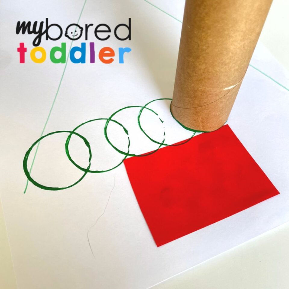 Cardboard Tube Stamping Christmas Tree - My Bored Toddler