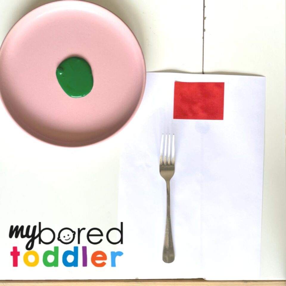 Fork Stamping Christmas Tree - My Bored Toddler