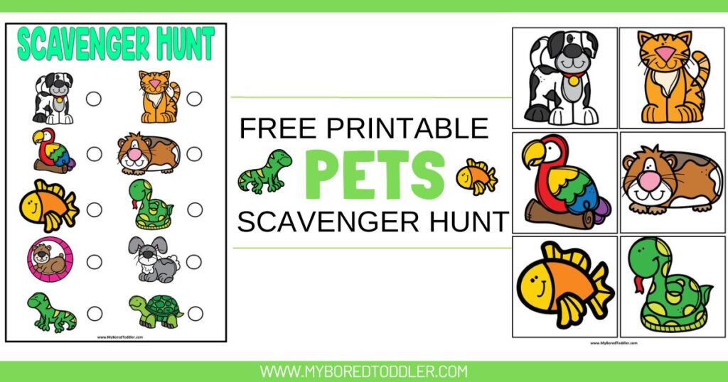 free printable pets scavenger hunt facebook - My Bored Toddler