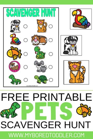 Pets Scavenger Hunt [FREE PRINTABLE] - My Bored Toddler