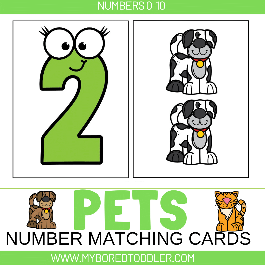 pets number matching cards counting numbers 0-10 math centers toddler ...