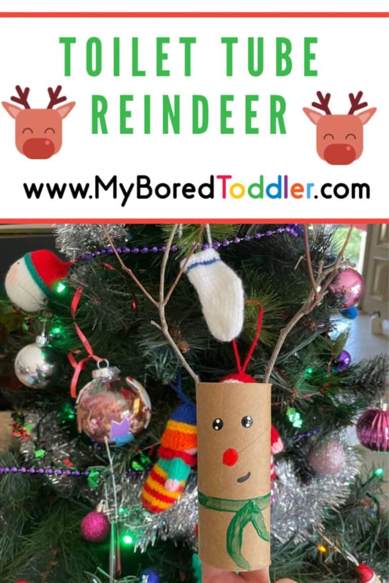 Cardboard Tube Reindeer Puppet - My Bored Toddler