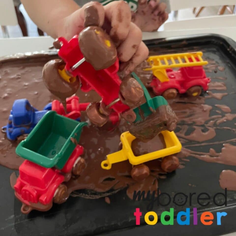 Muddy Trucks Sensory Play - My Bored Toddler