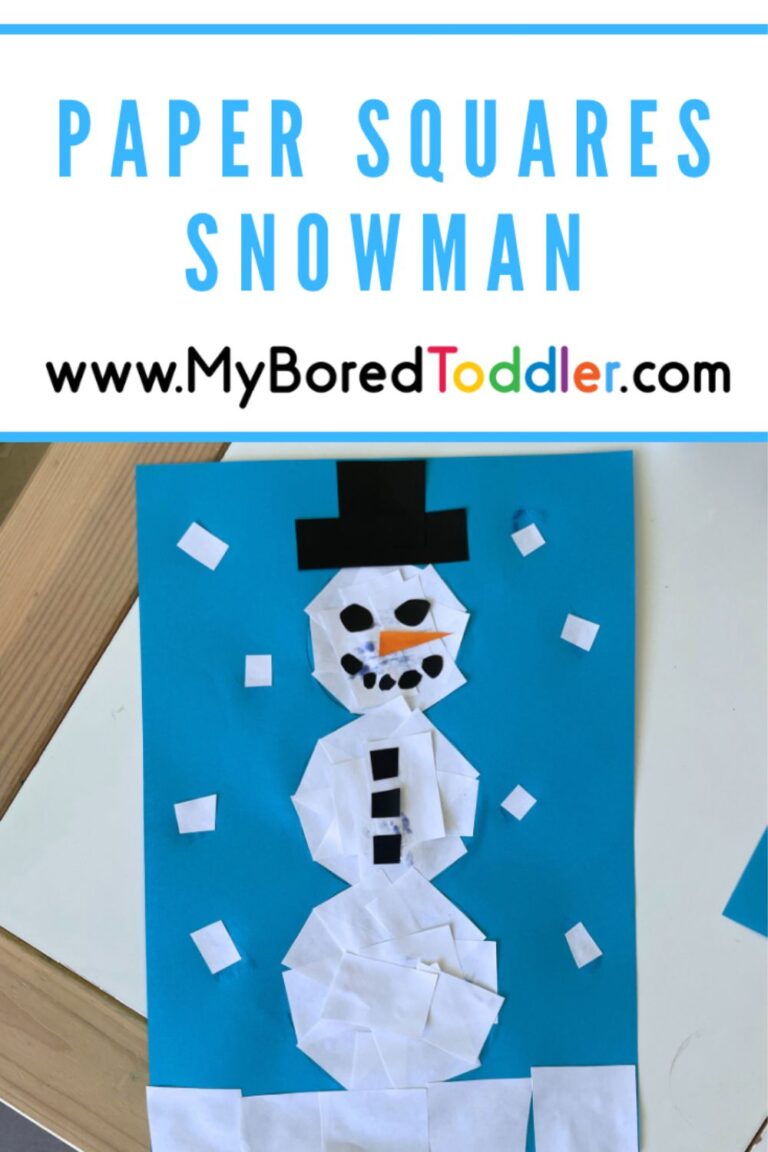 Paper Squares Snowman - My Bored Toddler