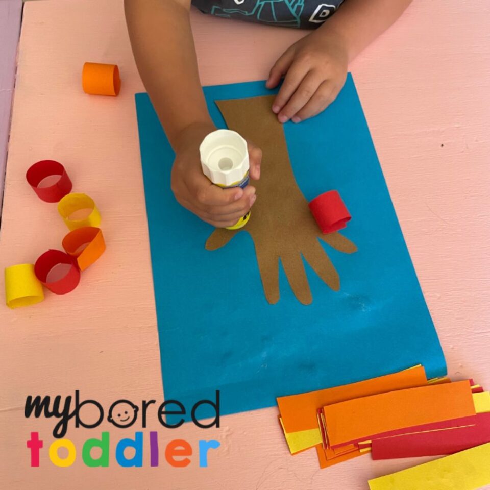 Autumn / Fall Tree Paper Craft - My Bored Toddler Fine Motor Skills Craft