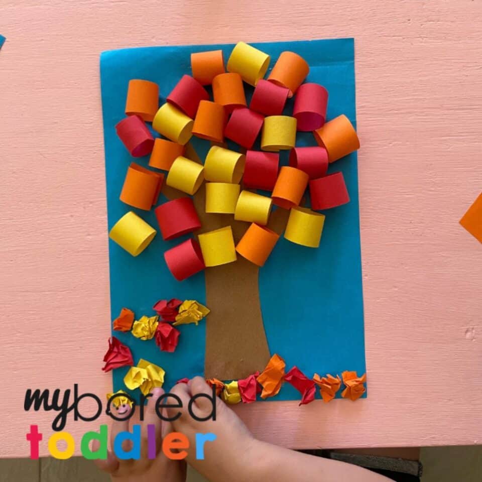 Autumn / Fall Tree Paper Craft - My Bored Toddler Fine Motor Skills Craft