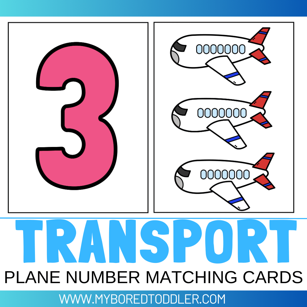 PLANE TRANSPORT NUMBER MATCHING CARDS 0-10 TODDLER PRESCHOOL COUNTING ...