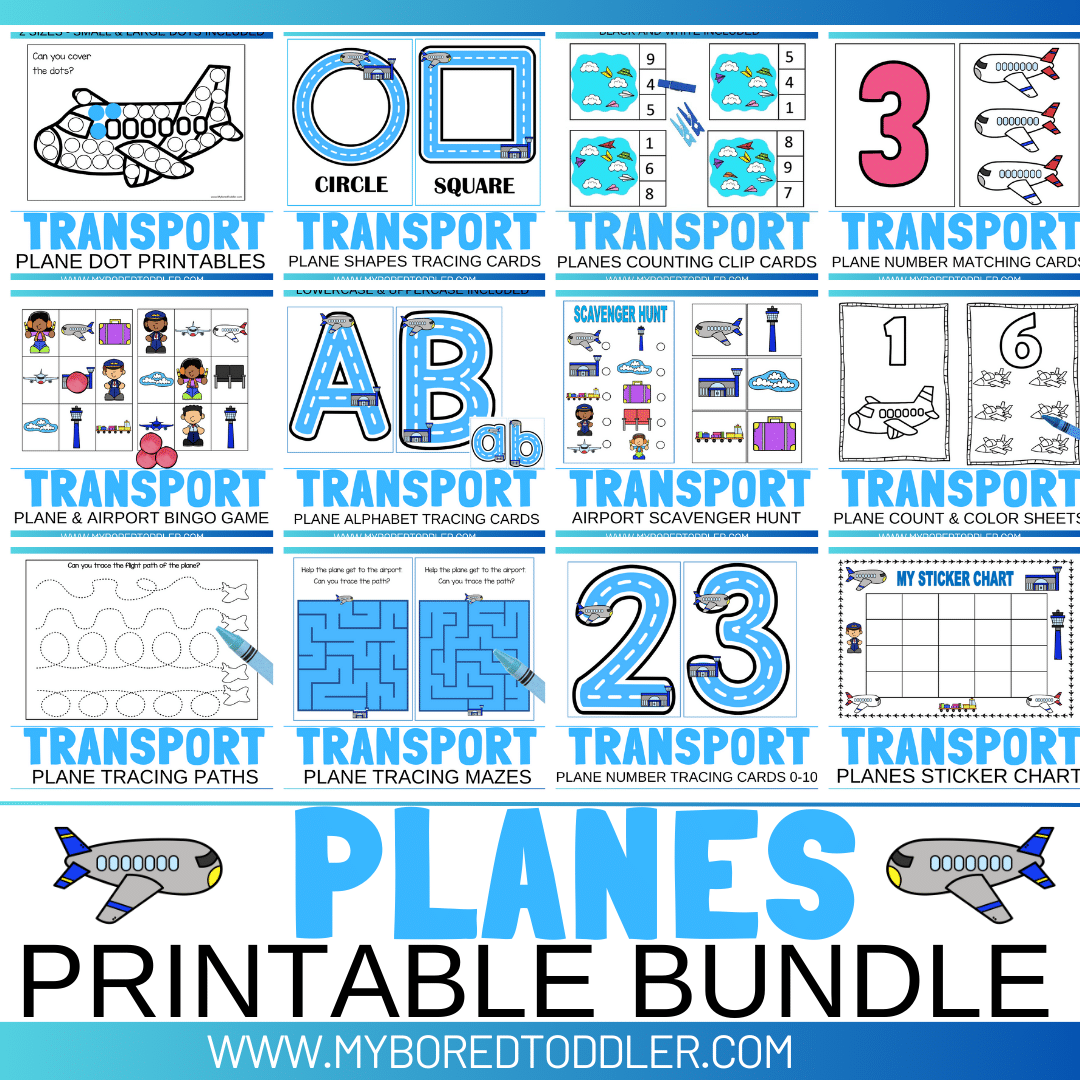 transport planes printable bundle toddler preschool math literacy ...