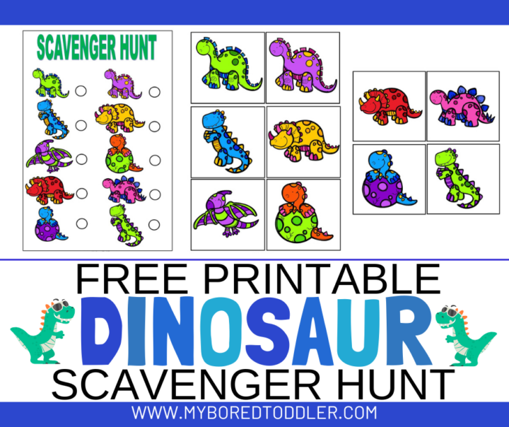 Free Printable - Dinosaur Scavenger Hunt - FB Post - My Bored Toddler