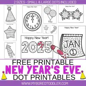 free printable new year's eve dot printables - My Bored Toddler