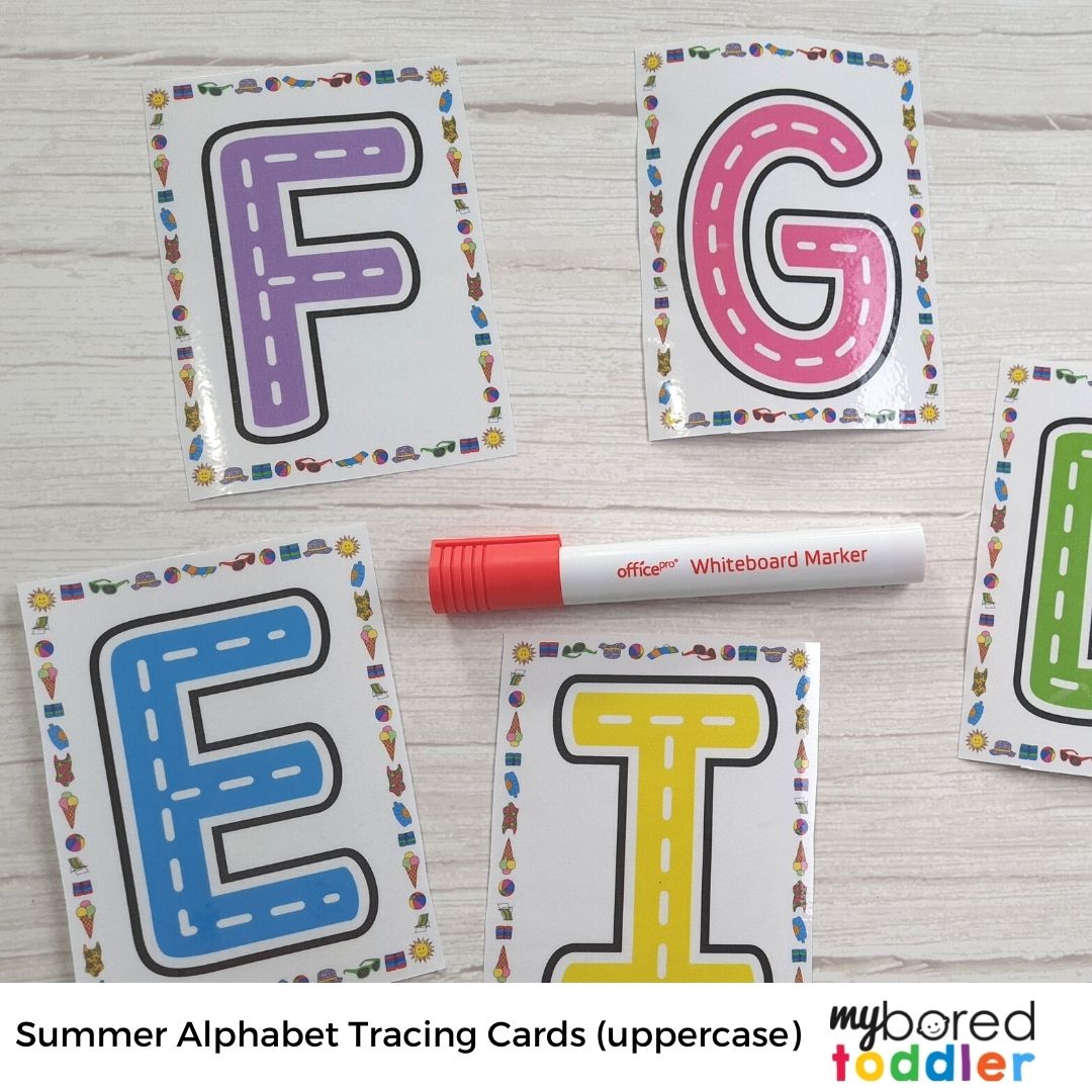 Summer alphabet tracing cards uppercase - My Bored Toddler