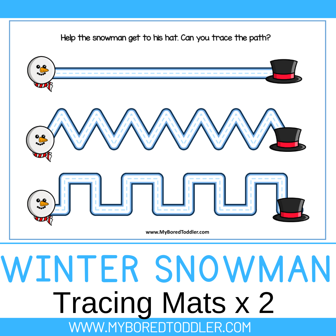Winter snowman tracing paths toddler preschool fine motor - My Bored ...