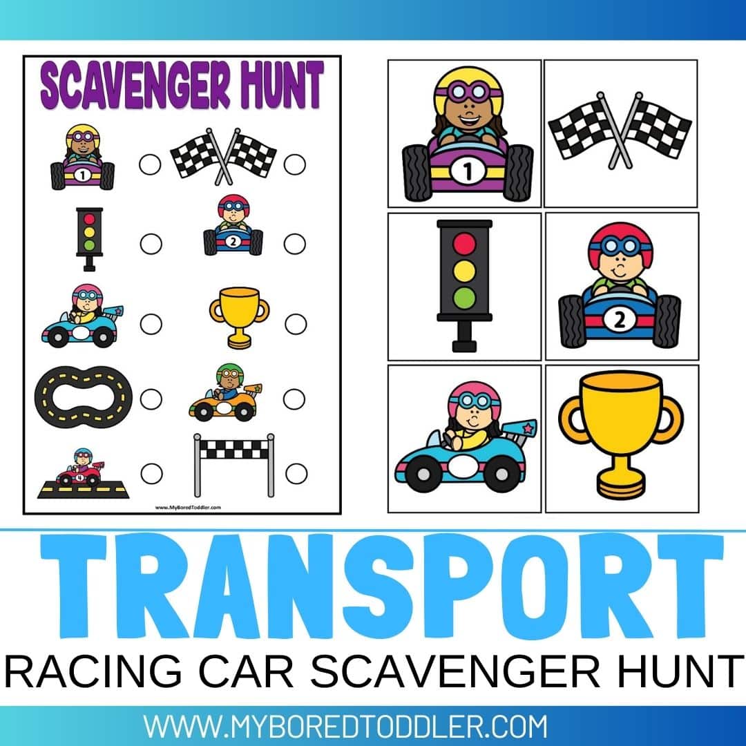 transport theme cars racing cars scavenger hunt treasure hunt toddler ...