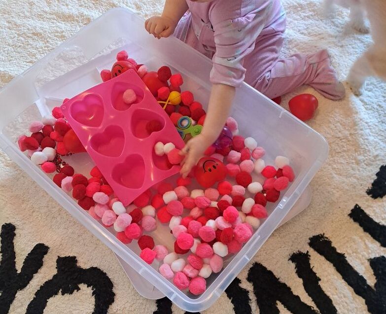 Valentine's sensory bin - shared by Caitlyn - My Bored Toddler