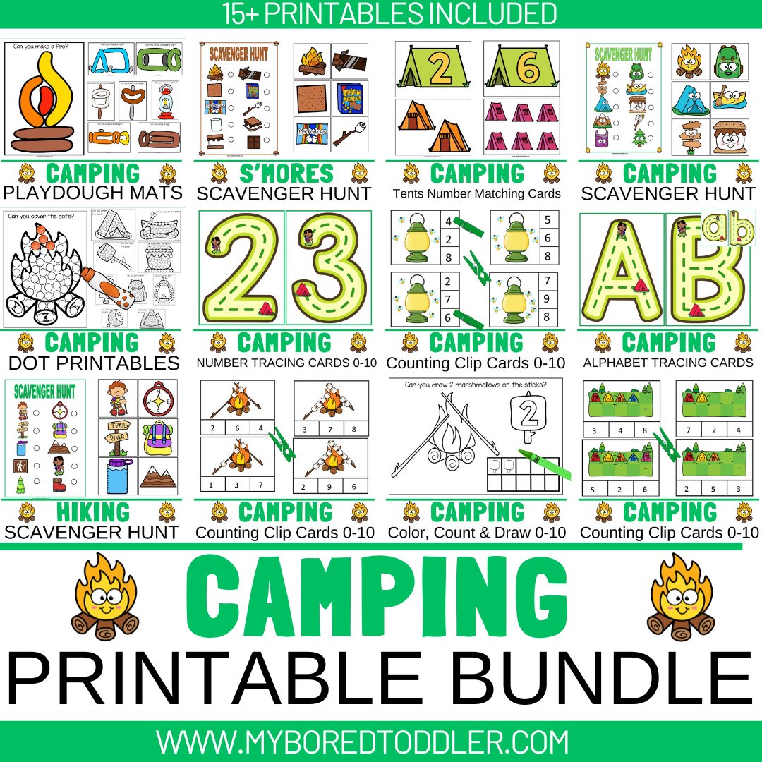 camping printable bundle toddler preschool alphabet numbers fine motor ...