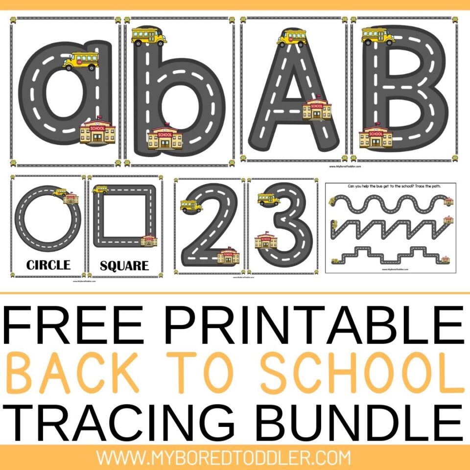 BACK TO SCHOOL TRACING | Free Printables - My Bored Toddler
